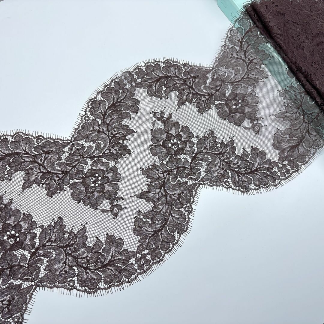 Кружево Шантильи, 3м x 22см, коричневый цвет, кружевная ткань для нижнего белья, платьев, юбка, шитья, рукоделия и творчества JM206