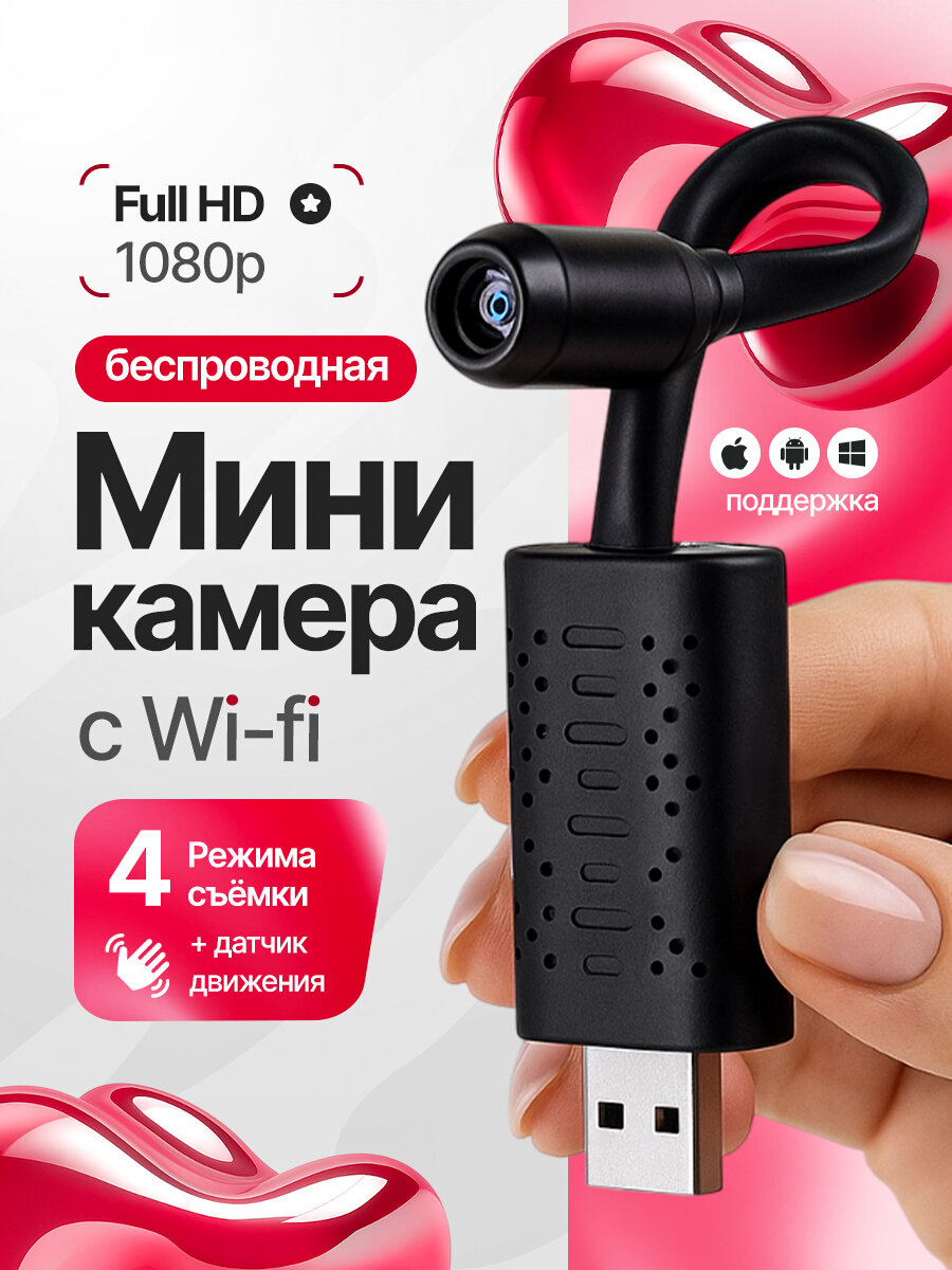 Беспроводная мини камера с Wi-Fi для видеонаблюдения за домом U21 1080p