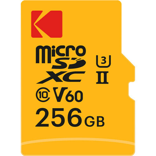 Карта памяти Kodak Ultra Performance 256GB microSDXC UHS-I U3 V30 A1, R/W 90/60 МБ/с желтая с адап