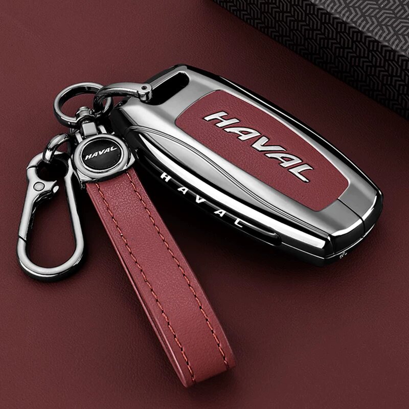 Кейс для ключа Haval H9 2020-2024 с металлическим корпусом и карабином, бургундский для авто