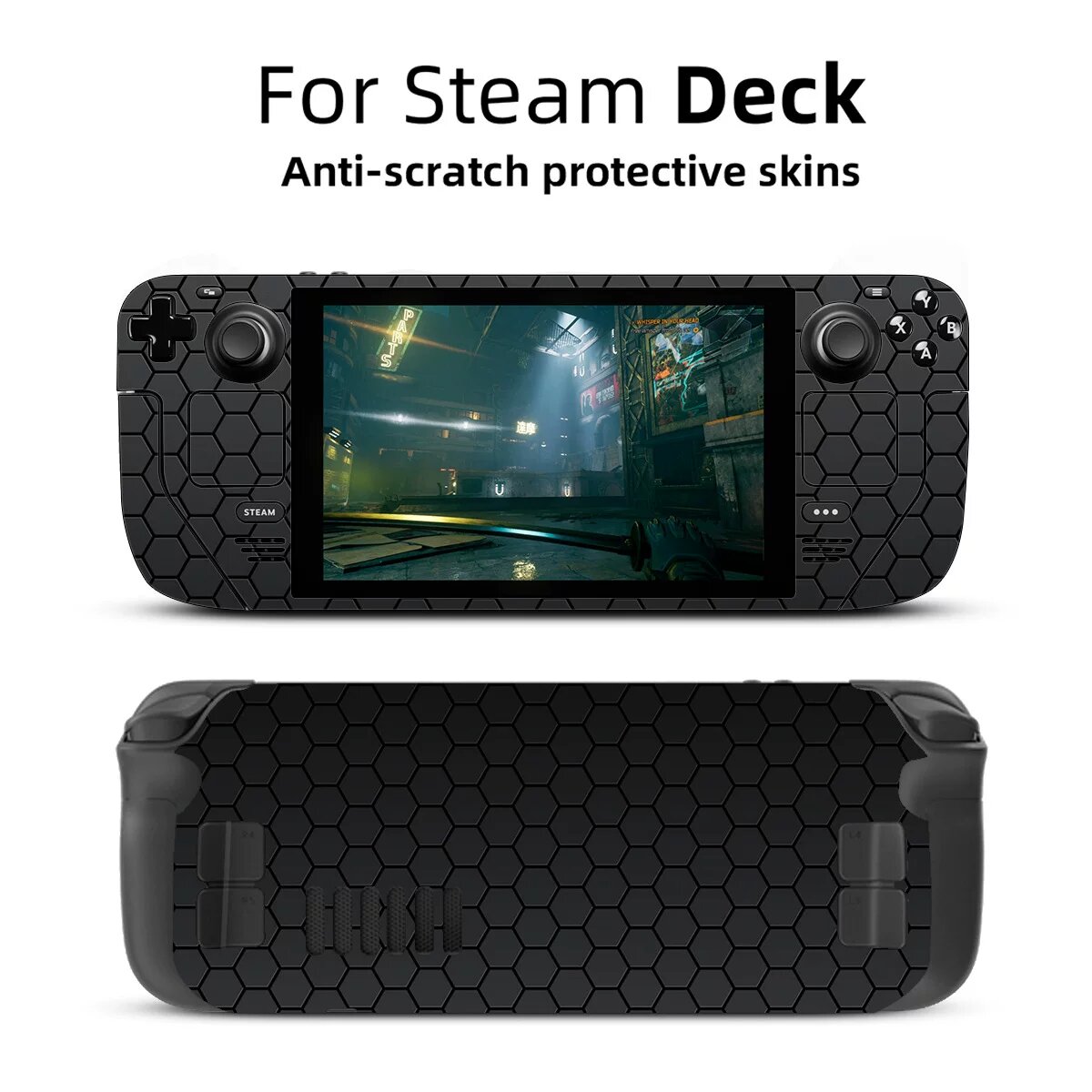 Наклейка для Steam Deck - Узор 15, антицарапинная деревянная текстура с мультяшным рисунком для OLED-экрана