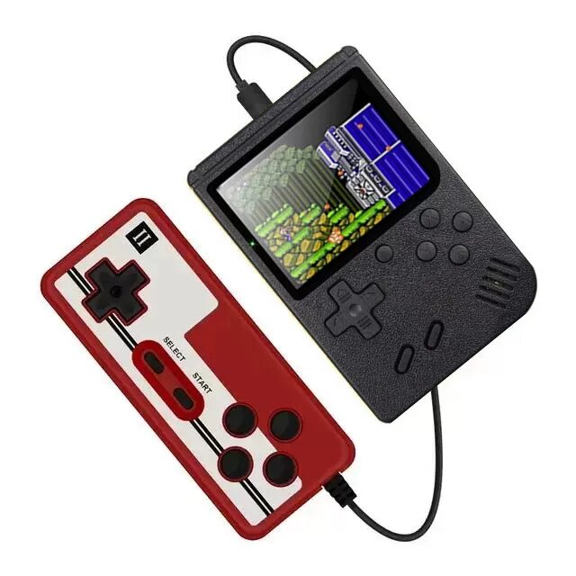 Компактная карманныая игровая консоль с 400 играми, режим для двоих, 1 батареей, зарядным кабелем, 5м видео кабелем —