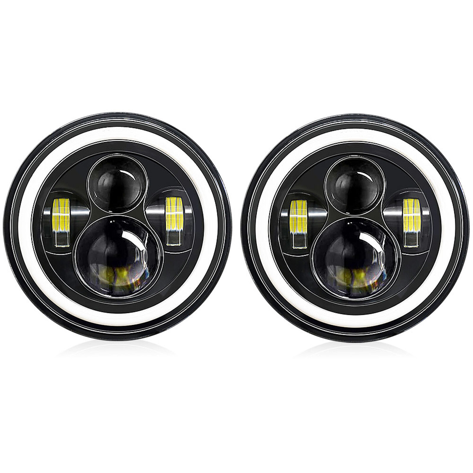 2Pcs 7 inch Автомобильный Мотоциклетный LED Фар с DRL/Поворотным Сигналом/Низким Фаром/Высоким Фаром 7' Круглая Фара 6000K 140W IP67 Водонепроницаемая Черный 9-30V 14000LM 50000 Часов -40~+85℃