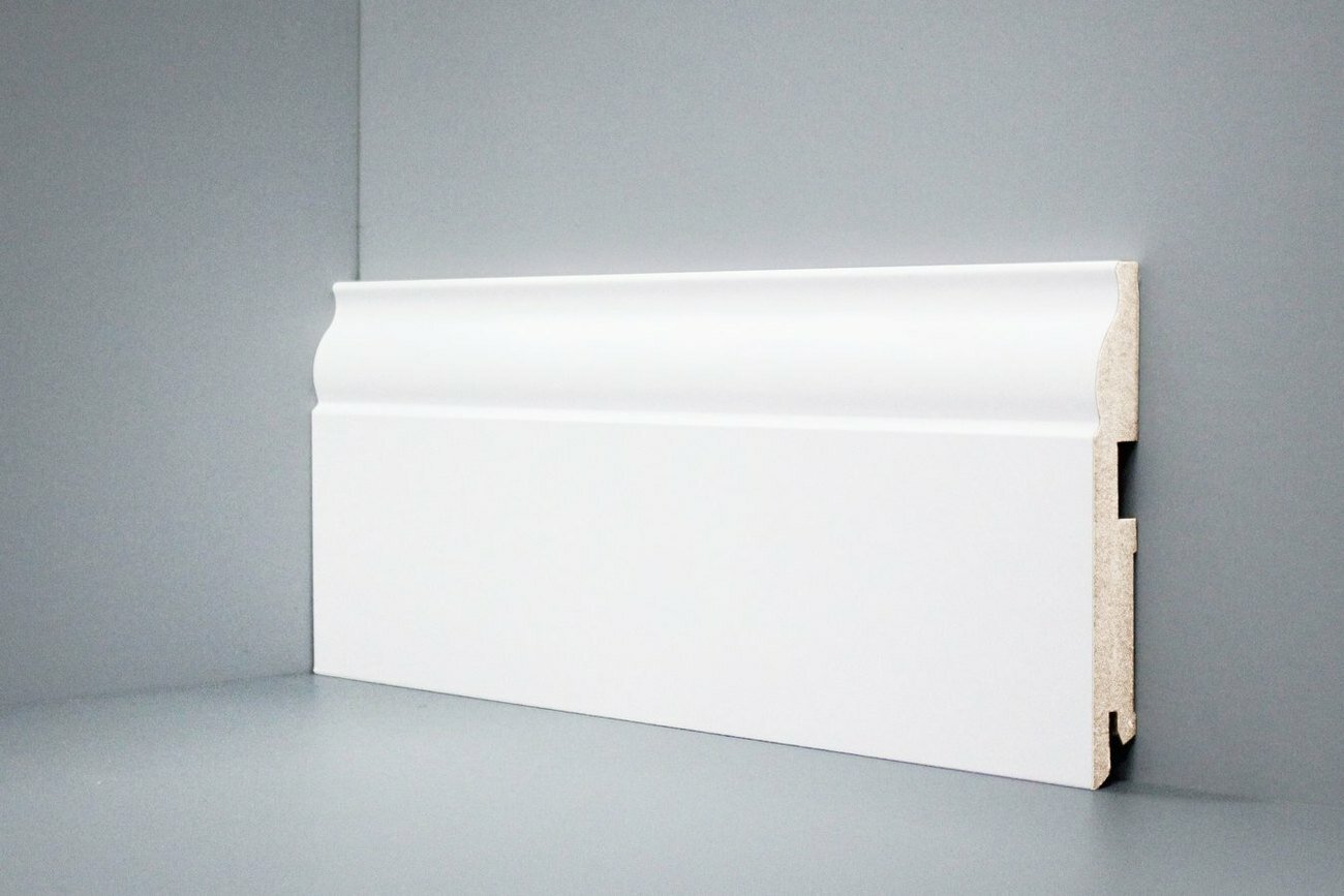 Плинтус Deartio МДФ Белый (White) U 103 - h 120 мм