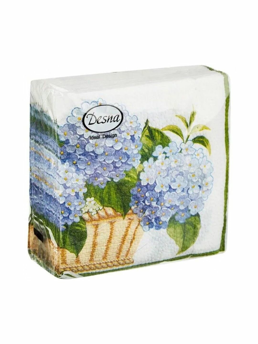 Салфетки бумажные однослойные "Desna Design" Гортензия, 24x24см, в пачке 40 штук