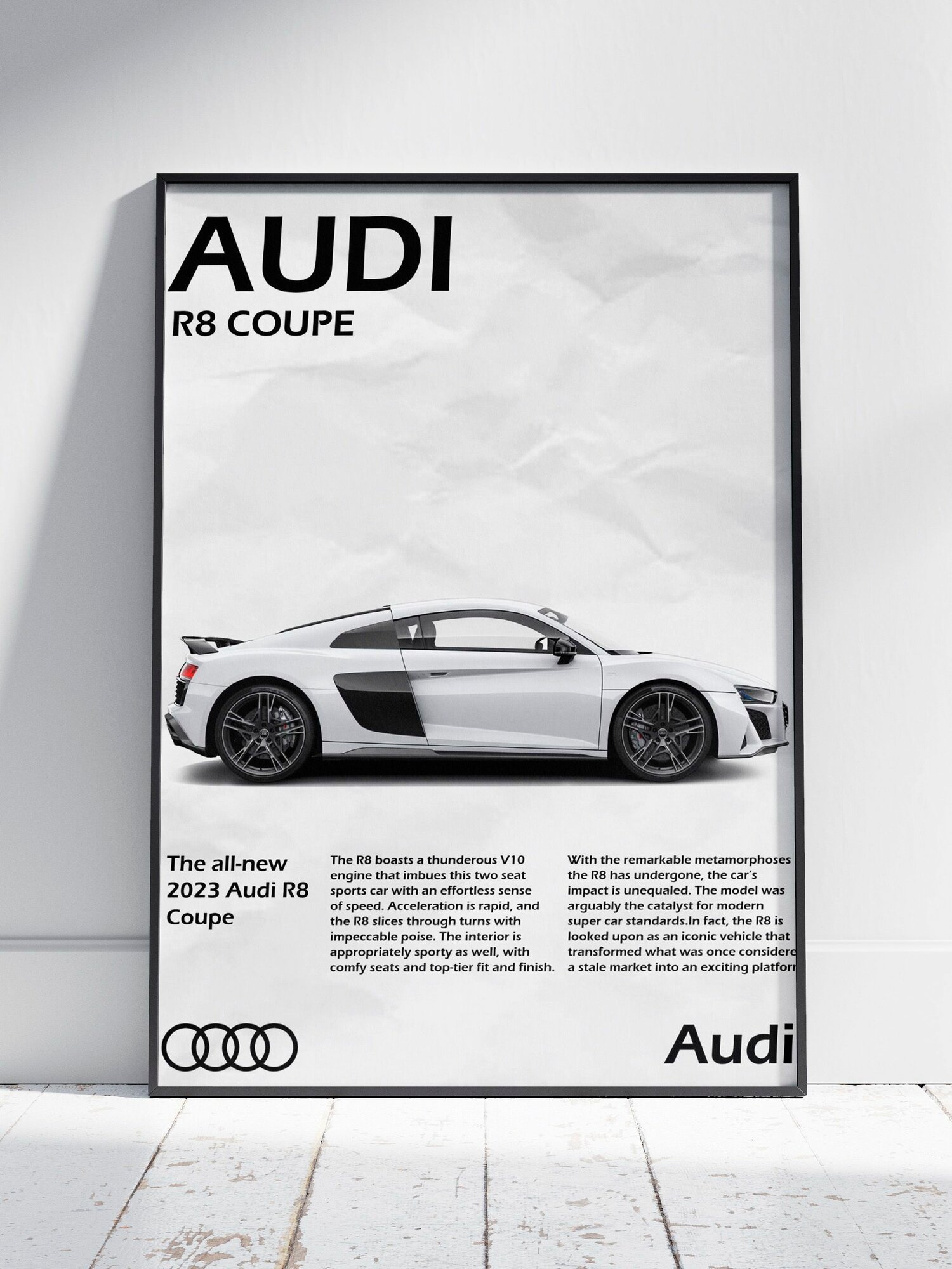 Плакат на стену для интерьера Марки Машин (Ауди - Audi 4) - Постер по автопроизводителям формата A4 (21x30 см)