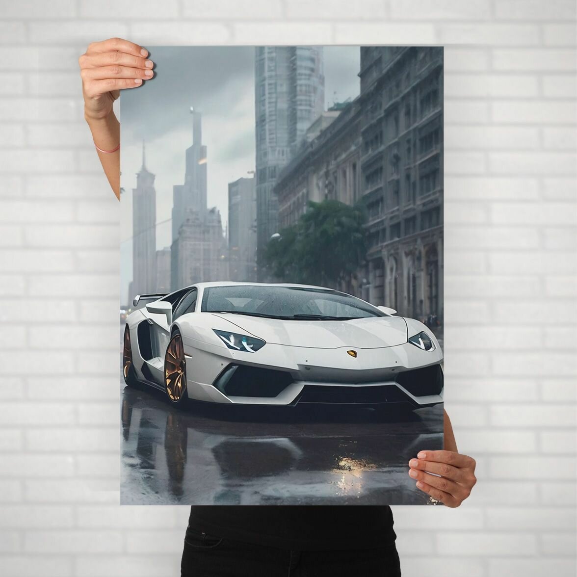 Плакат на стену для интерьера Спорткар (Lamborghini Aventador 6) - Постер по спортивным гоночным машинам автомобилям формата А2 (42x60 см)
