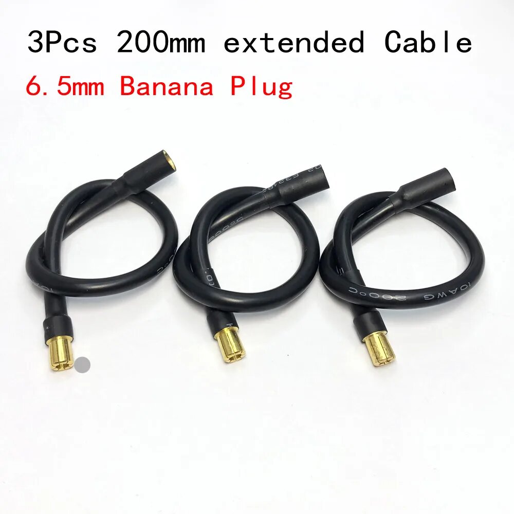 3шт удлинитель кабеля 200мм, 6.5мм Banana Plug