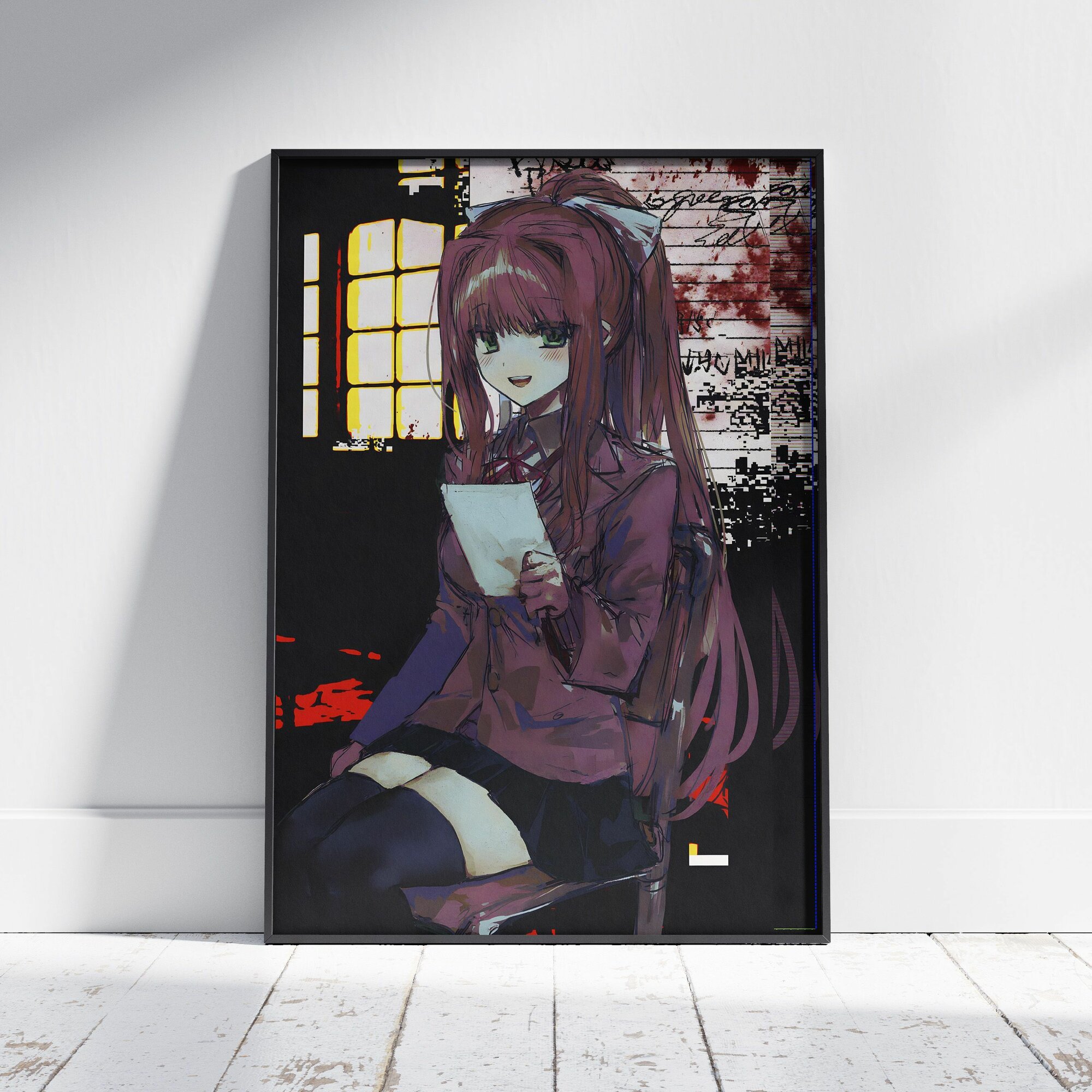Плакат на стену для интерьера Литературный клуб Доки Доки (DDLC - Моника 1) - Постер по игре визуальной новелле формата А3 (30x42 см)