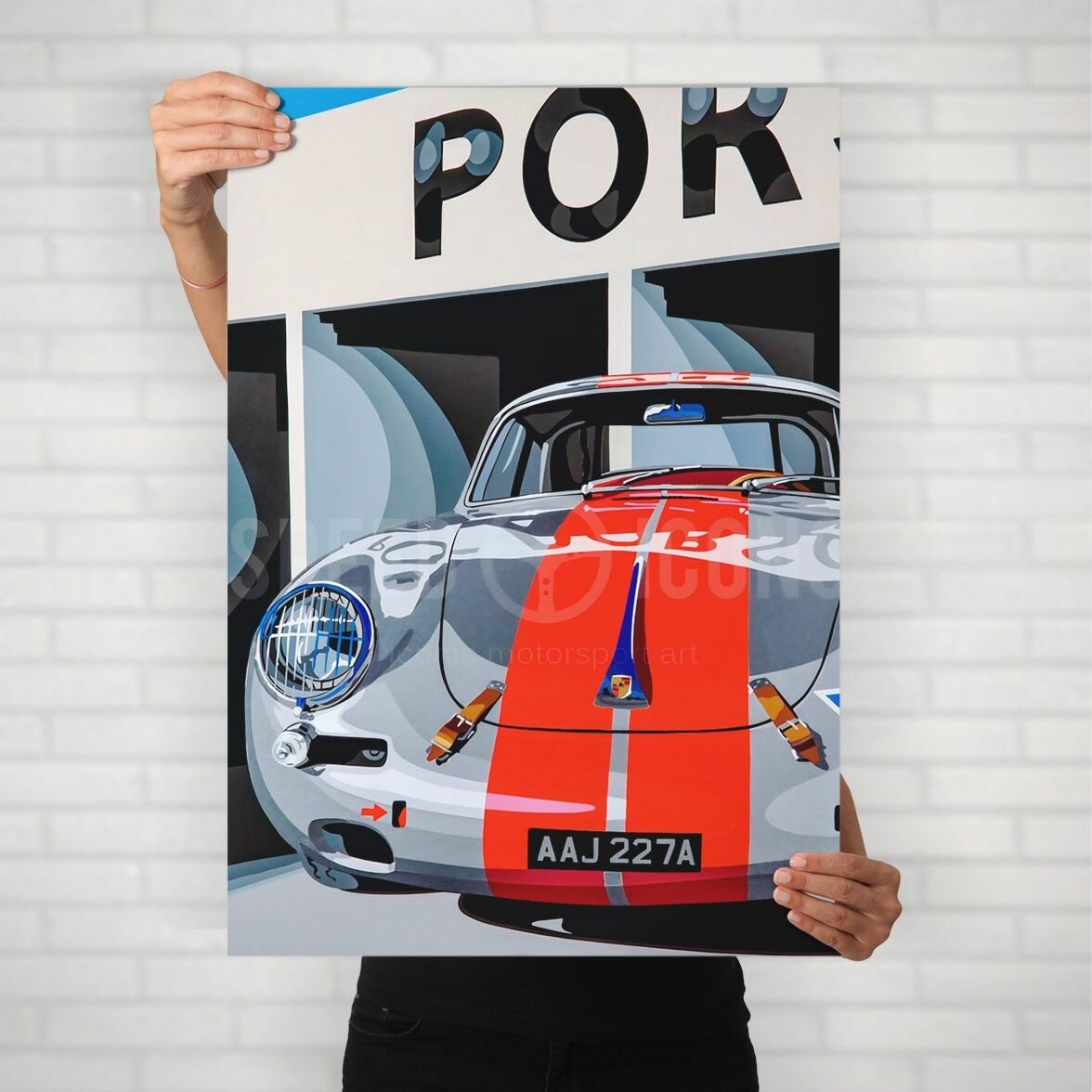 Плакат на стену для интерьера Культовые машины (Porsche 356 7) - Постер по легендарным и классическим ретро автомобилям формата А1 (60x84 см)