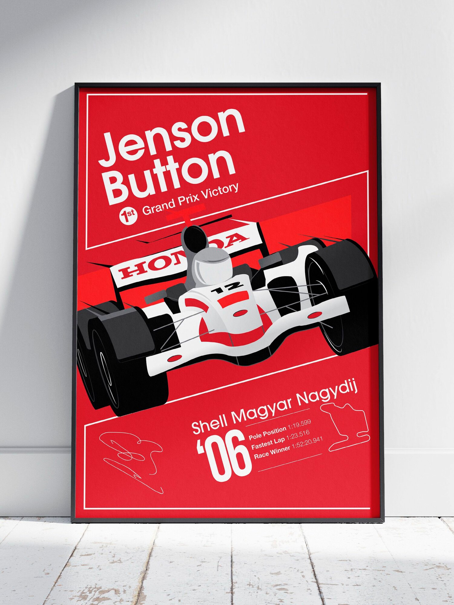 Плакат на стену для интерьера Пилоты Формулы 1 (Дженсон Баттон - Jenson Button) - Постер по спорту и физической активности формата A4 (21x30 см)