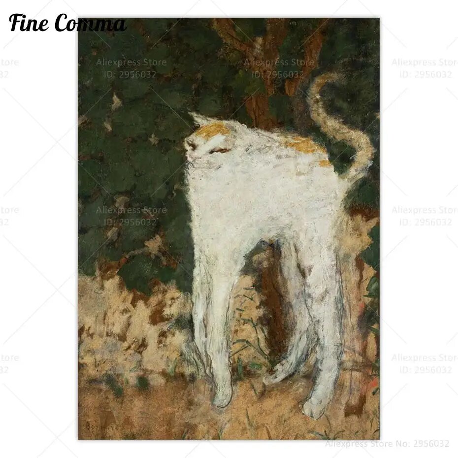 Репродукция картины "Белый кот", 5x7in, без рамки