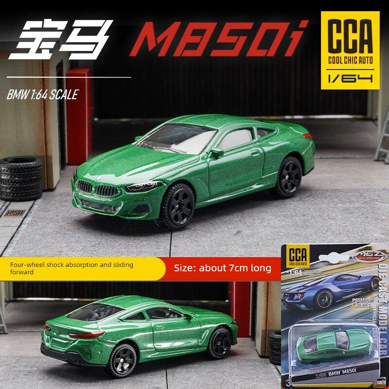 Миниатюрная модель автомобиля БМВ М850и в масштабе 1:64 из сплава CCA, зеленая, купе, коллекционная игрушка