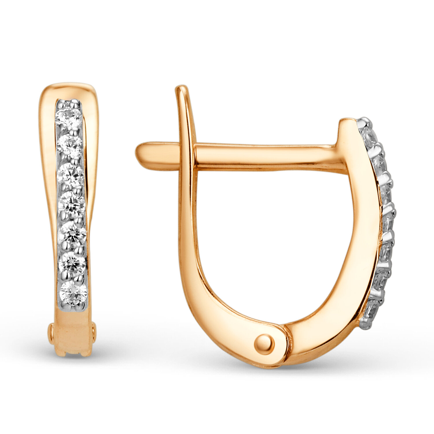 Серьги, красное золото, 375 проба, фианит