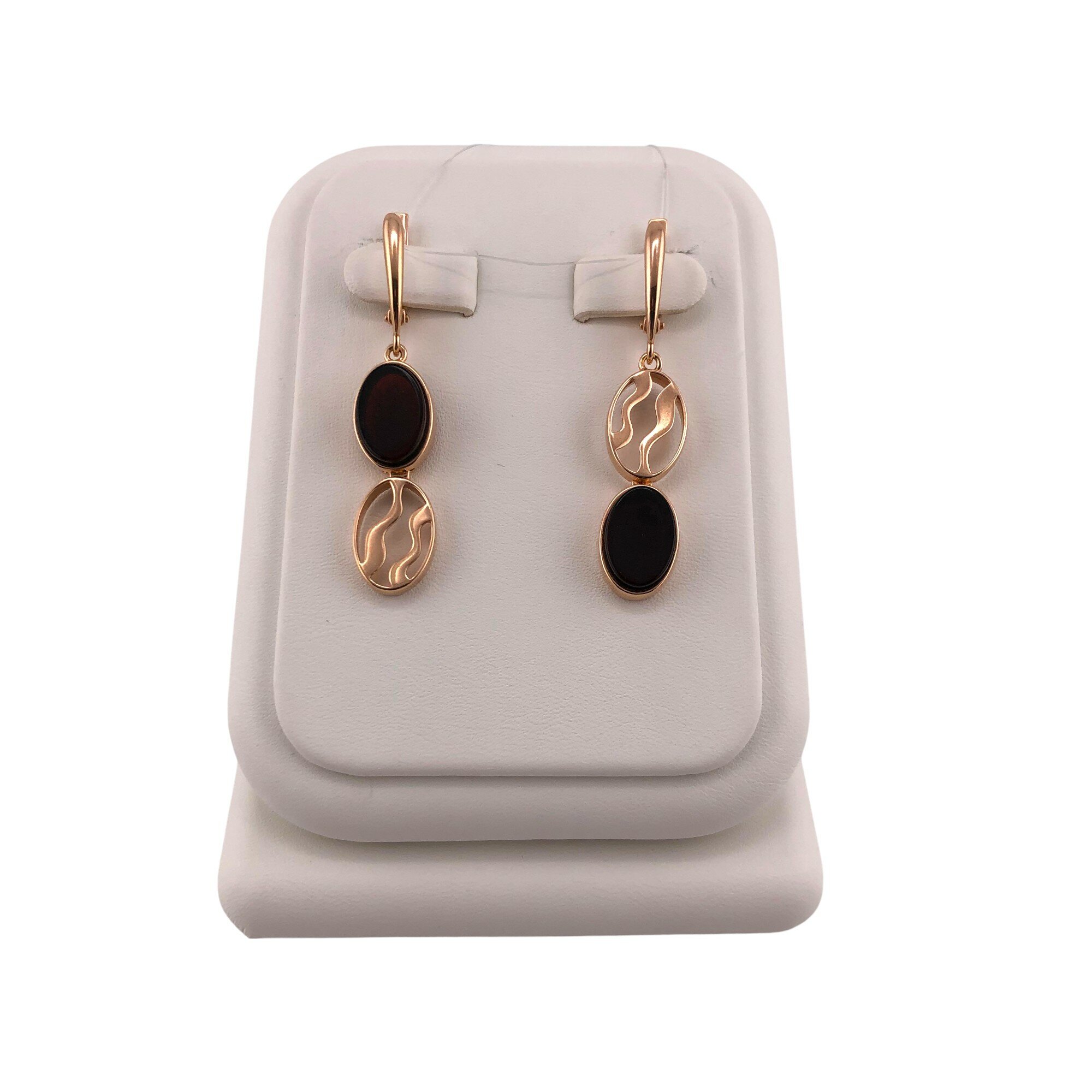 Серьги, серебро, 925 проба, золочение, янтарь