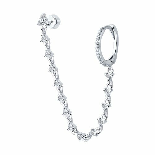 Серьги пусеты, серебро, 925 проба, родирование, фианит