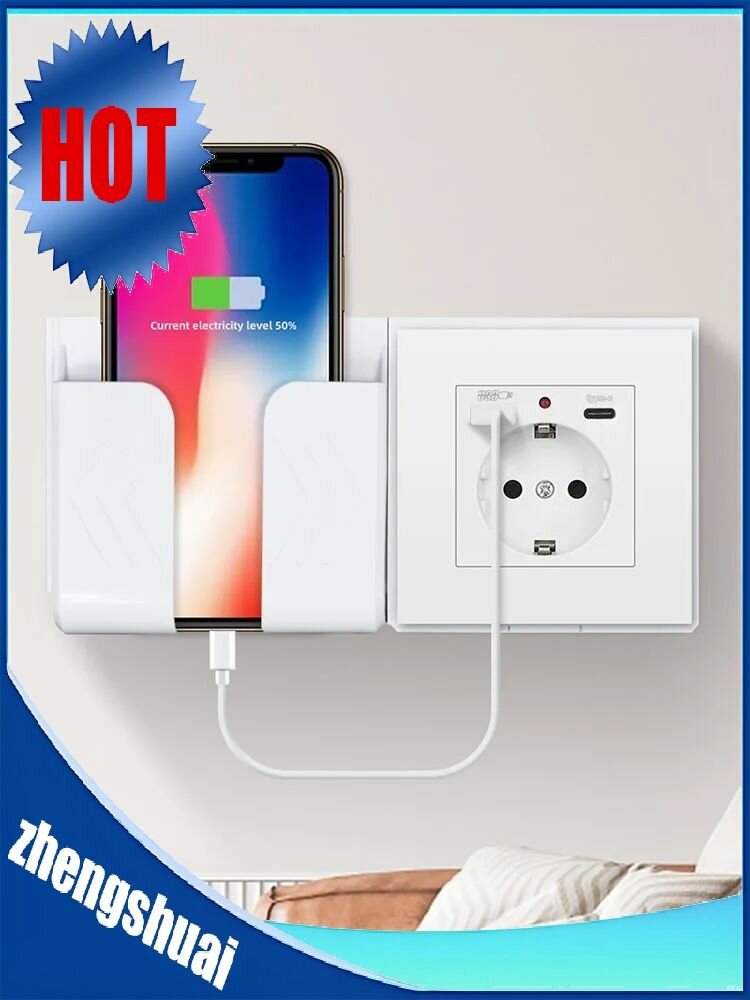 Эксклюзивный держатель для смартфона с белой розеткой VISWE, оснащенной портами USB и Type C