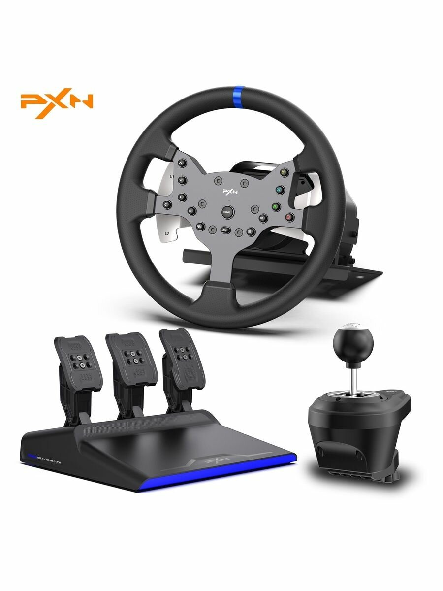 Игровой руль PXN V99 3.2Nm с обратной связью, состояние как новое, совместим с PC, PS4, Xbox