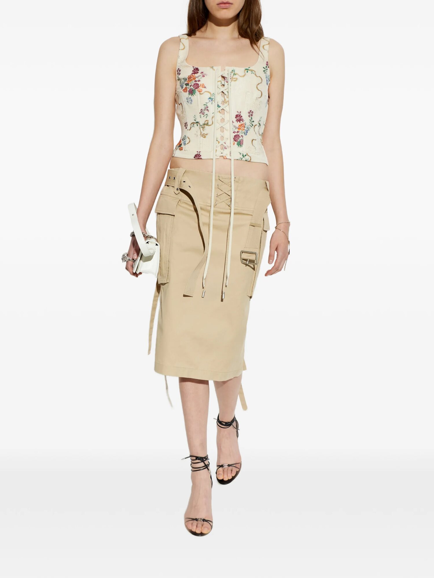 Юбка Alexander McQueen Belted midi cargo skirt, размер 42, разноцветный — фото 1