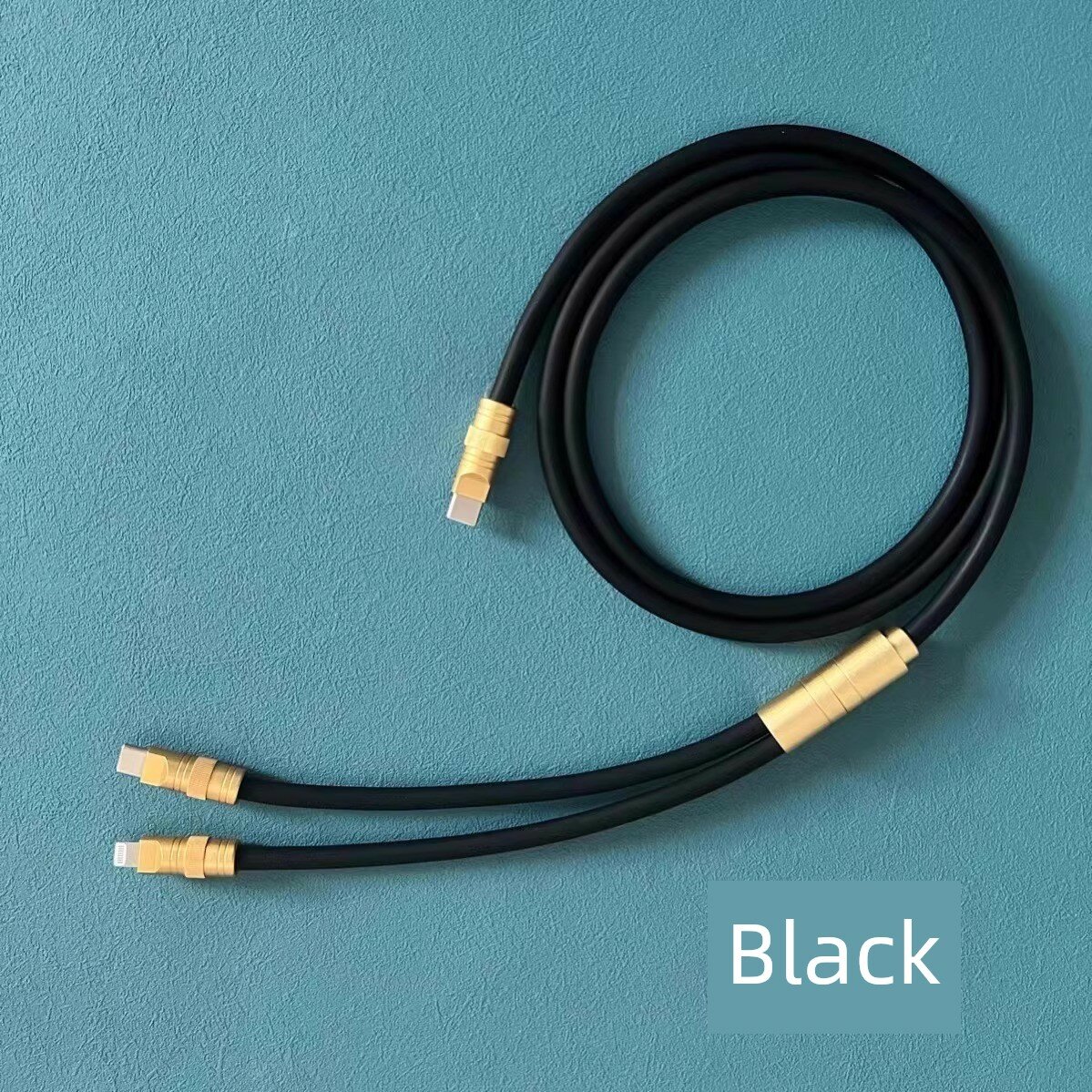 Кабель Type-C с двумя портами (Lightning + Type-C) 100Вт быстрая зарядка 1,2 м матовый черный для iPhone и Android