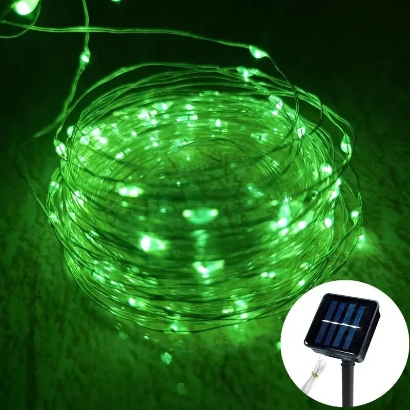 Солнечная гирлянда LED 12м, 100 светодиодов, зеленый