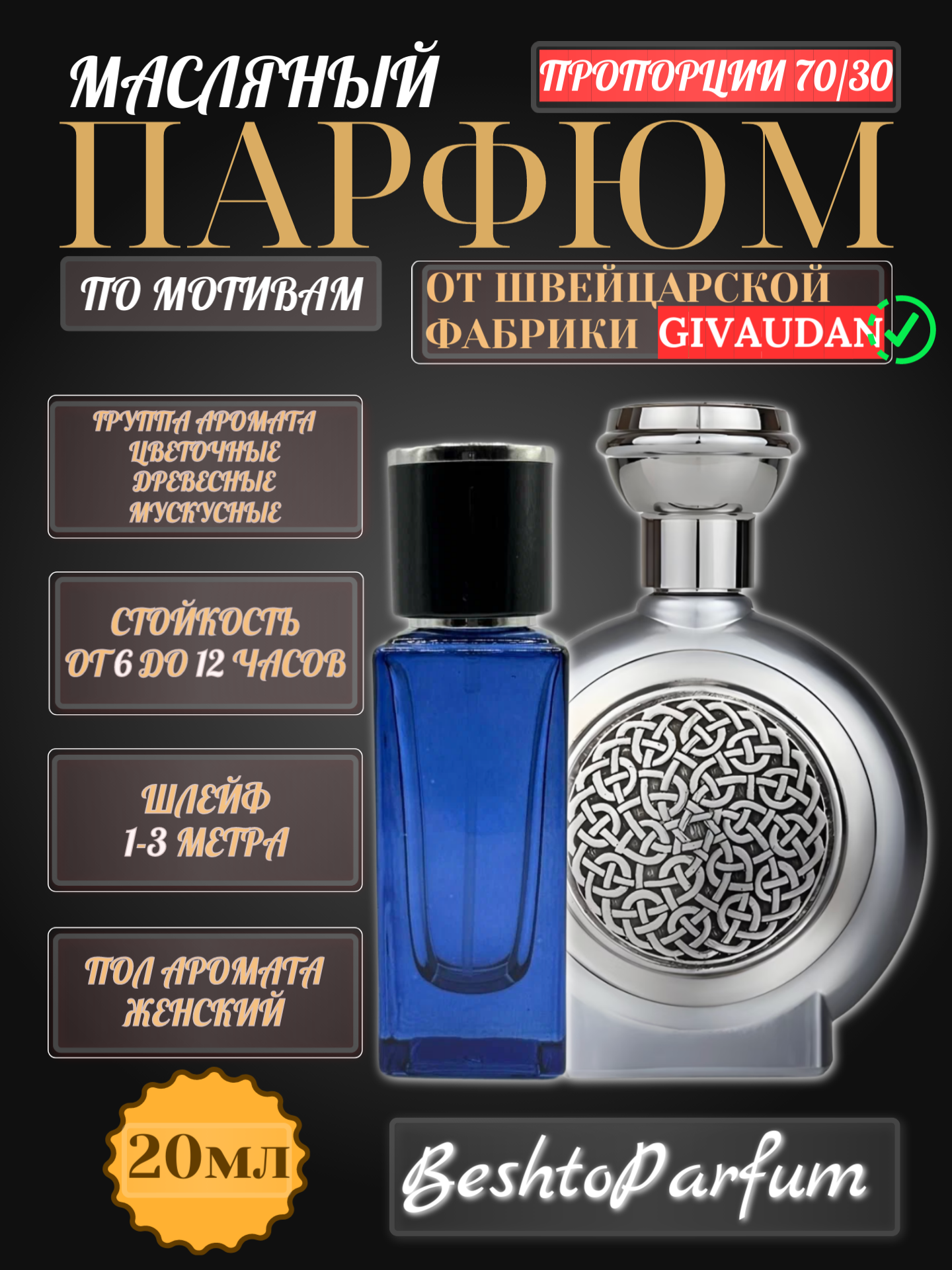 Масляные духи по мотивам Boadicea the Victorious Heroine — стойкий цветочно-пудровый сладкий аромат для женщин / 20мл