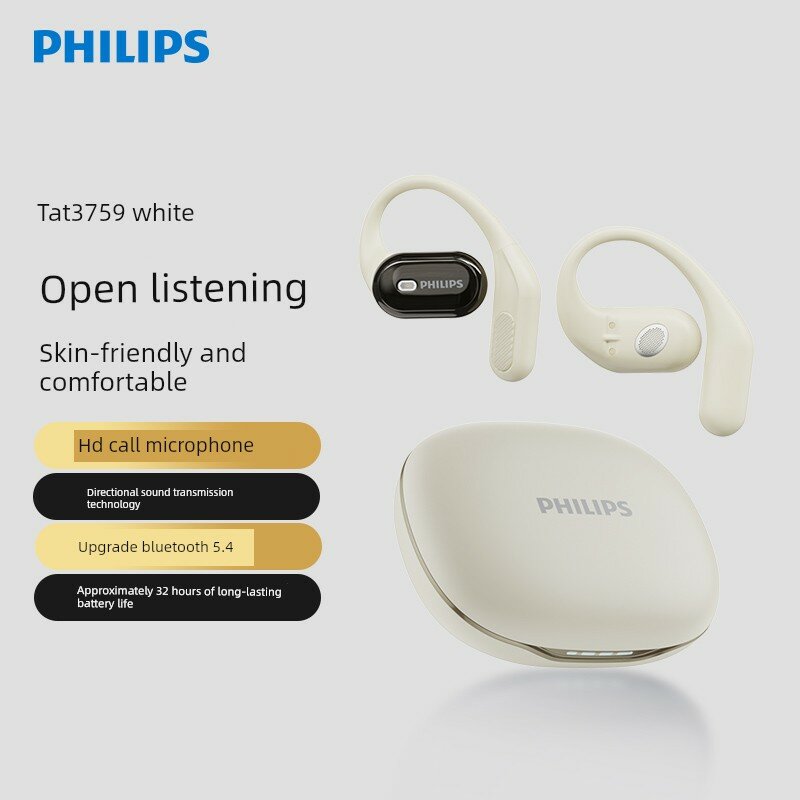 Беспроводные Bluetooth-наушники Philips TAT3759 с заушным креплением для спорта, бега, велоспорта, открытая конструкция