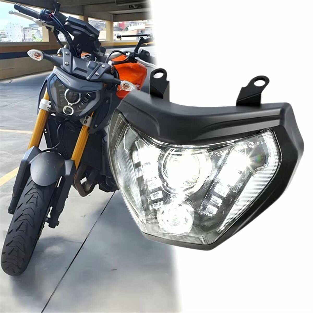 Фара для Yamaha MT09 2014-2016, LED сборка для мотоцикла — дальний/ближний свет, ДХО, Plug&Play, E-MARK, 100% новое
