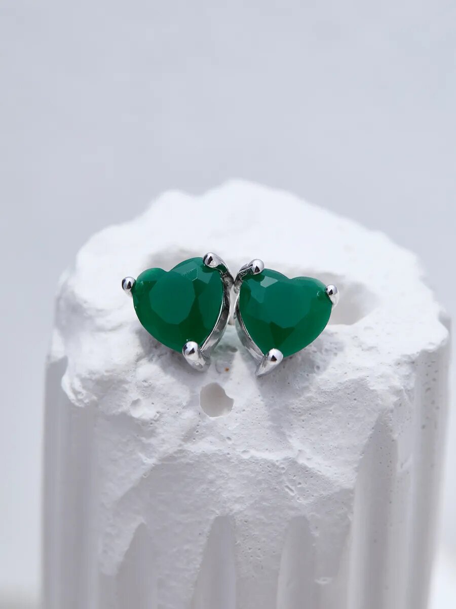 Серьги пусеты, кристаллы Swarovski, фианит