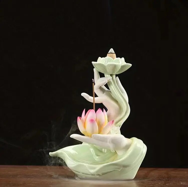 Курильница для благовоний Цветок Лотоса, Cyan pink flower
