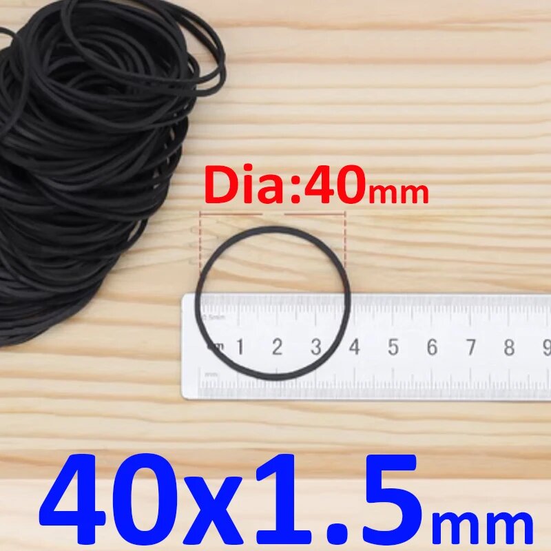 Черные резиновые ленты 40x1.5 мм, 100 шт.