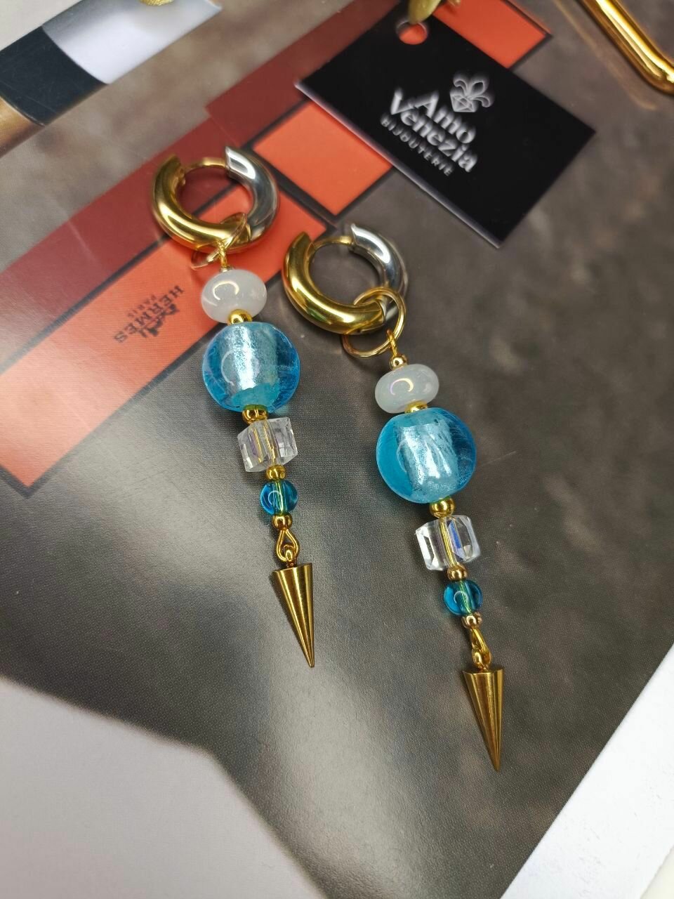 Серьги, кристаллы Swarovski, стекло