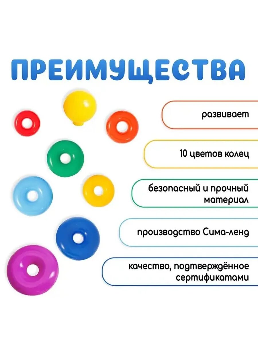 Развивающая пирамидка с яркими кольцами
