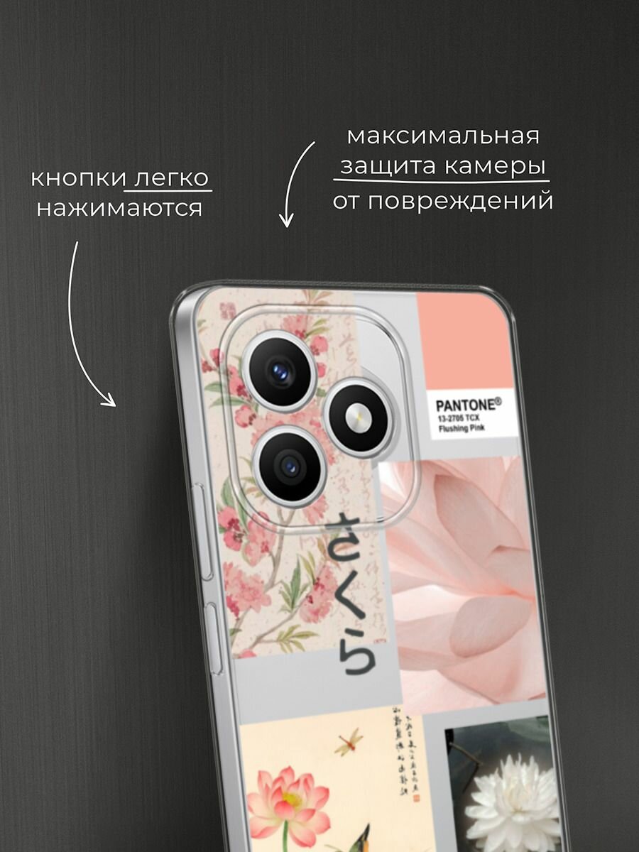 Чехол на Honor X8d / Хонор X8d с принтом Японская эстетика, прозрачный — фото 1