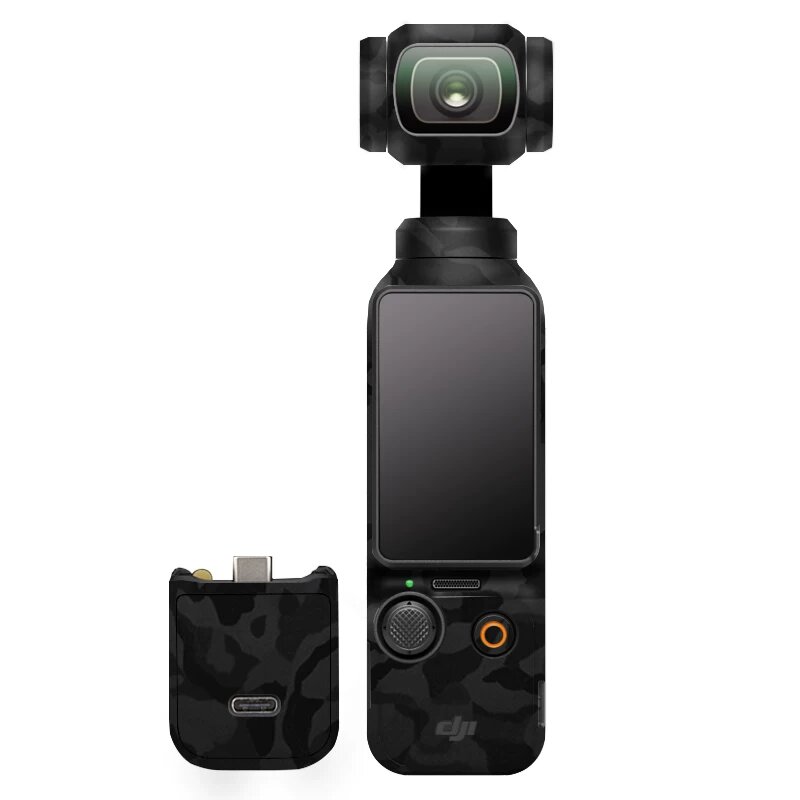 Защитная наклейка для камеры DJI Pocket 3 с камуфляжем тени черного цвета для защиты смартфона