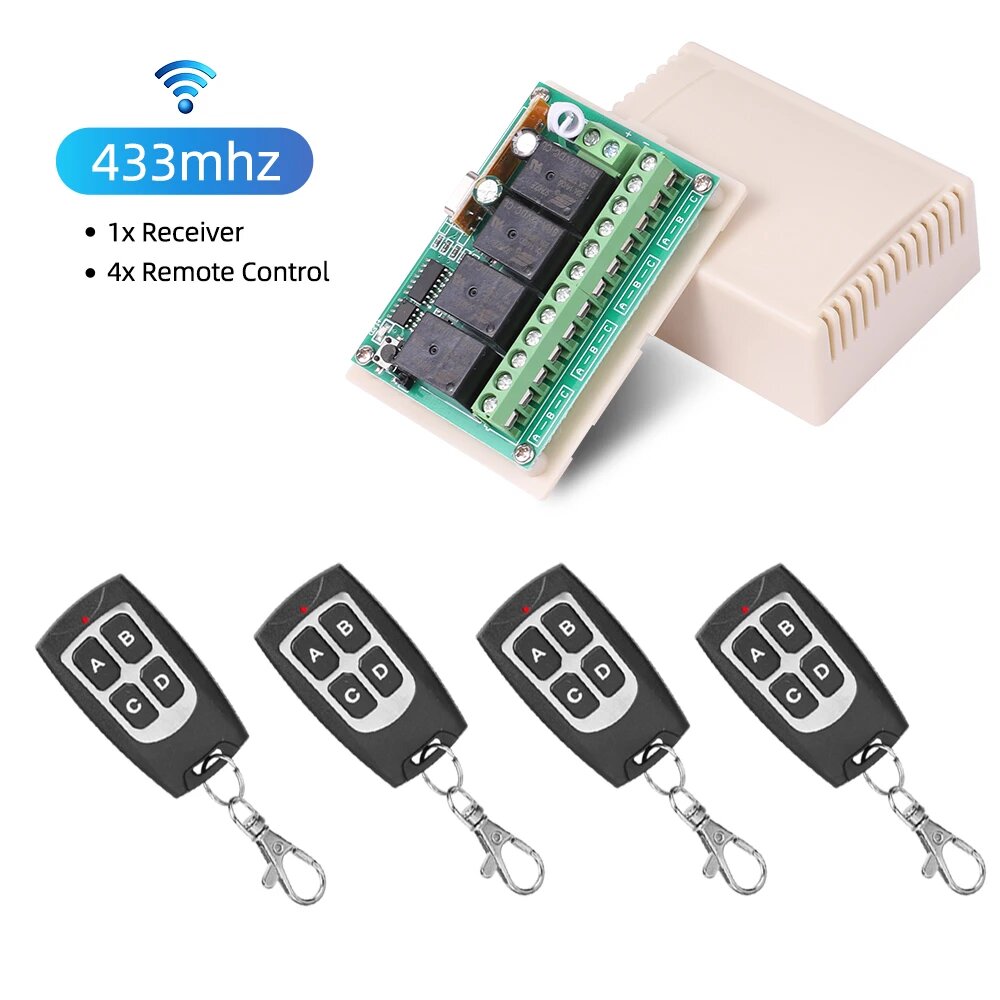 4 канала 433 МГц пульт kebidu EV1527, Цвет: 4 RC and 1 Receiver