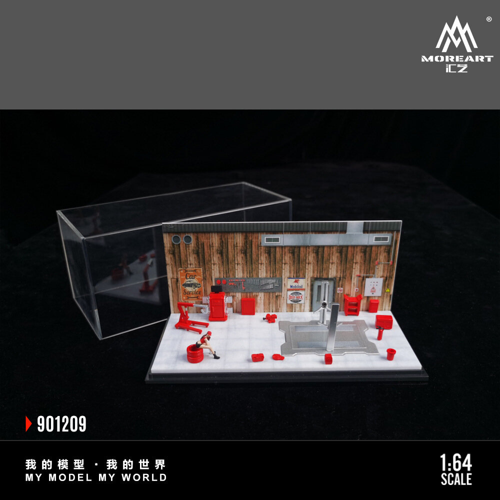 MO901209 Модель сцены автомастерской 1:64, набор A, детализированный миниатюрный экспонат для автолюбителей