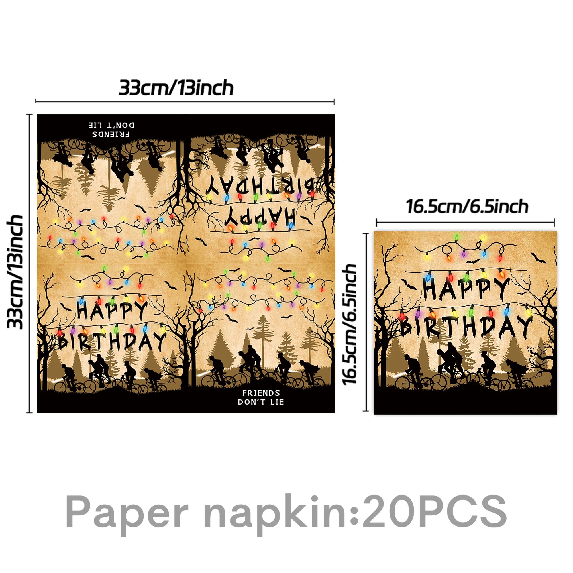 Бумажные салфетки "Happy Birthday" 20 шт, 33x16.5 см