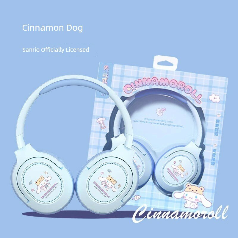 Беспроводные наушники Cinnamoroll с физическим шумоподавлением, складной конструкцией и аудиокабелем для гейминга
