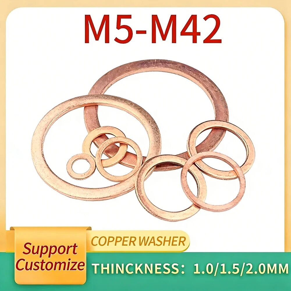 Медные шайбы M5-M42 2/5/10/20/50 шт. M42X52X2mm (2pcs)
