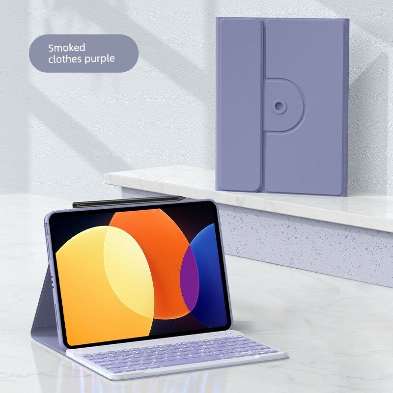 Кейс с клавиатурой и мышью для Xiaomi Pad 7/7 Pro 11,2 дюйма, поворот на 360 градусов, цвет лавандово-пурпурный