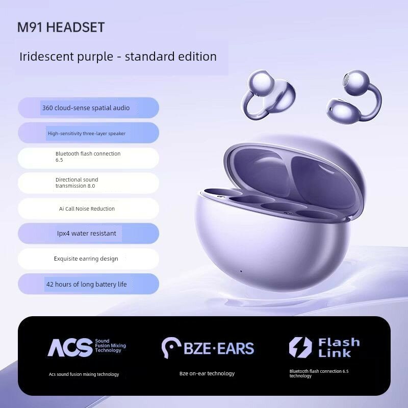 Беспроводные наушники Bluetooth 2024 с шумоподавлением, долгим сроком работы для спорта, дизайн над ушами,