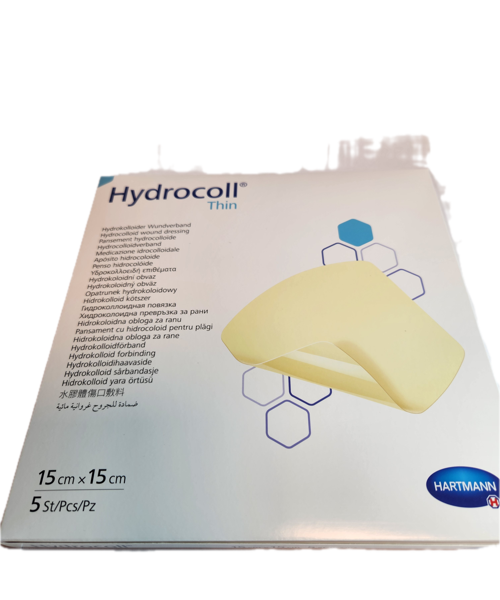 Гидроколлоидный пластырь Hartmann Hydrocoll Thin, для заживления ран и ожогов, 15 см x 15 см, 5 шт.