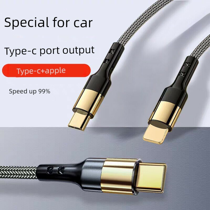 Кабель 1.2 м USB-C к порту USB-C и Lightning с быстрой зарядкой 100 Вт PD, совместимый с Apple, Huawei, Xiaomi, Tesla,
