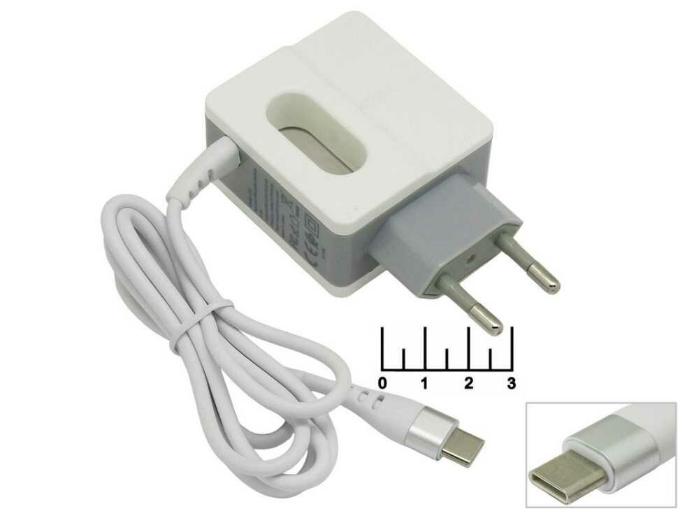 Сетевое зарядное устройство 2USB 5V 2.4A (шнур Type C) с подсветкой Hoco C75