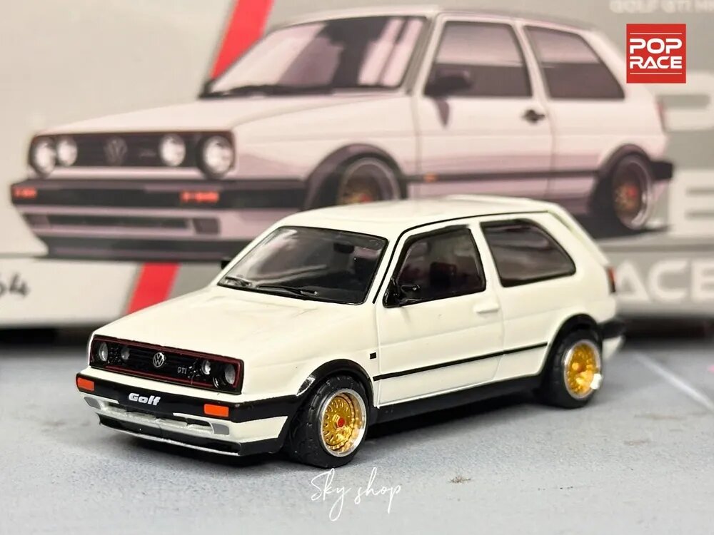 Машинка Pop Race 1:64 Volkswagen Golf GTI MK2 white, машинки игрушечные