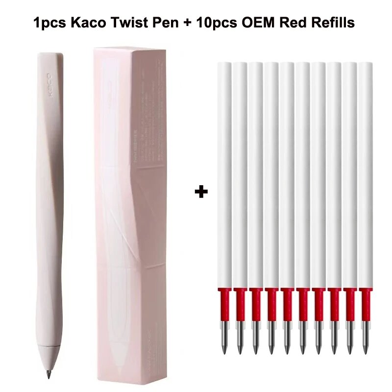 Ручка KACO Twist Розовая + 10 RedInk