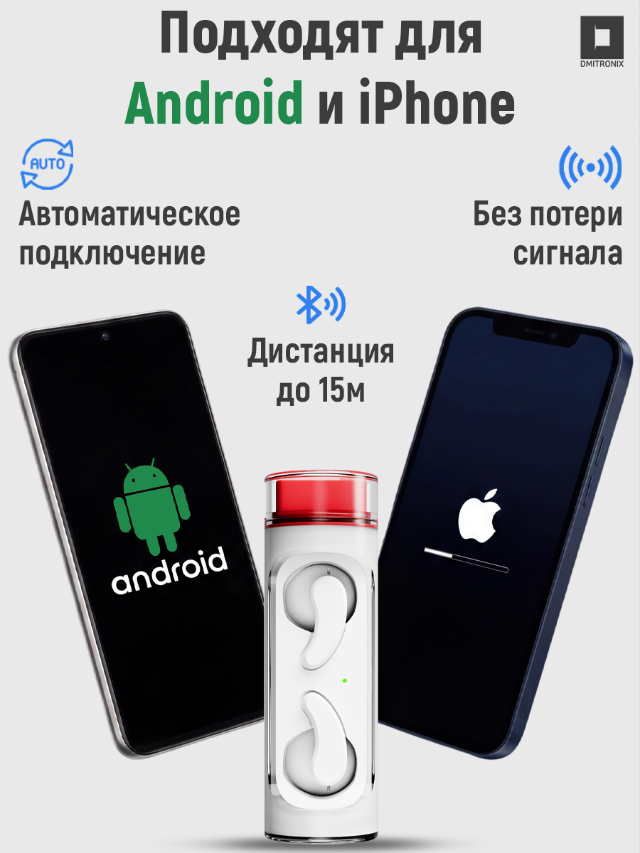 Беспроводные наушники блютус, для телефона, андроид и айфон, с микрофоном