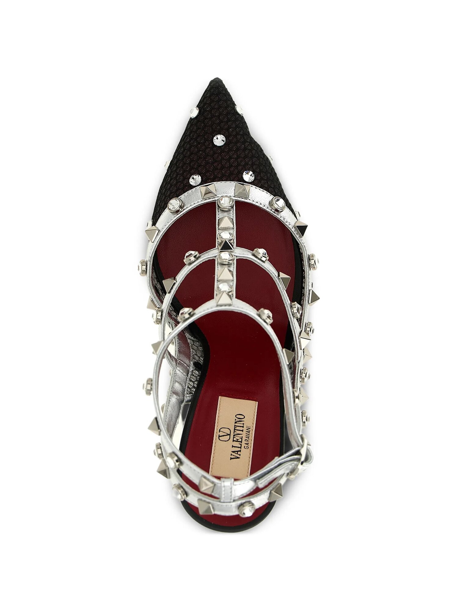 Туфли Valentino Rockstud, размер 37,5, серебристый/красный — фото 1
