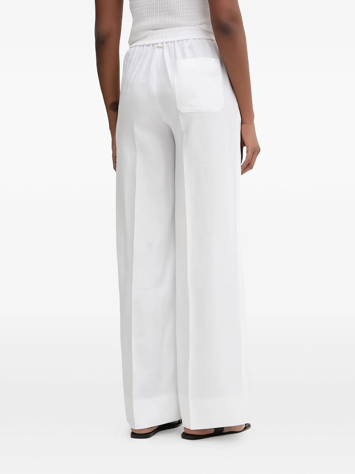 Брюки Twinset Milano Drawstring palazzo pants, размер 44, бежевый/белый — фото 1